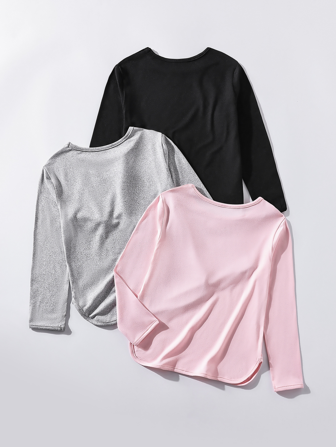 Soft Comfort Crew Neck Long Sleeve Tee Tops Girls Basic Yoga - Temu ...