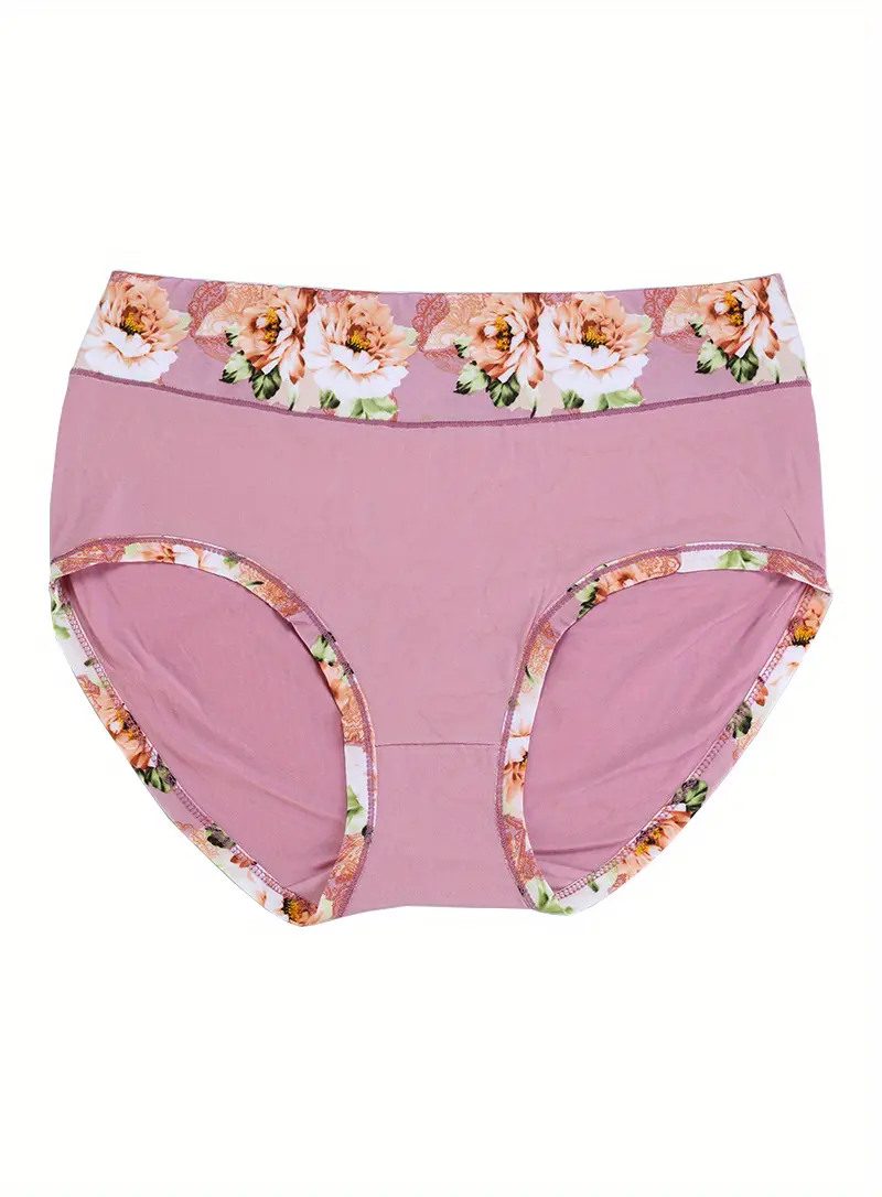 Plus Size Elegant Panties Set Womens Plus Soft Floral Print Temu