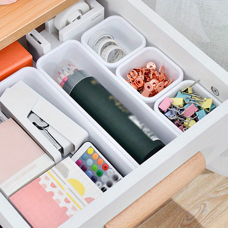 8pcs 서랍 보관함 분할 무료 조합 분할 대소 정리 상자 플라스틱 데스크탑 화장품 보관함 문구 보관 분할 상자 가정