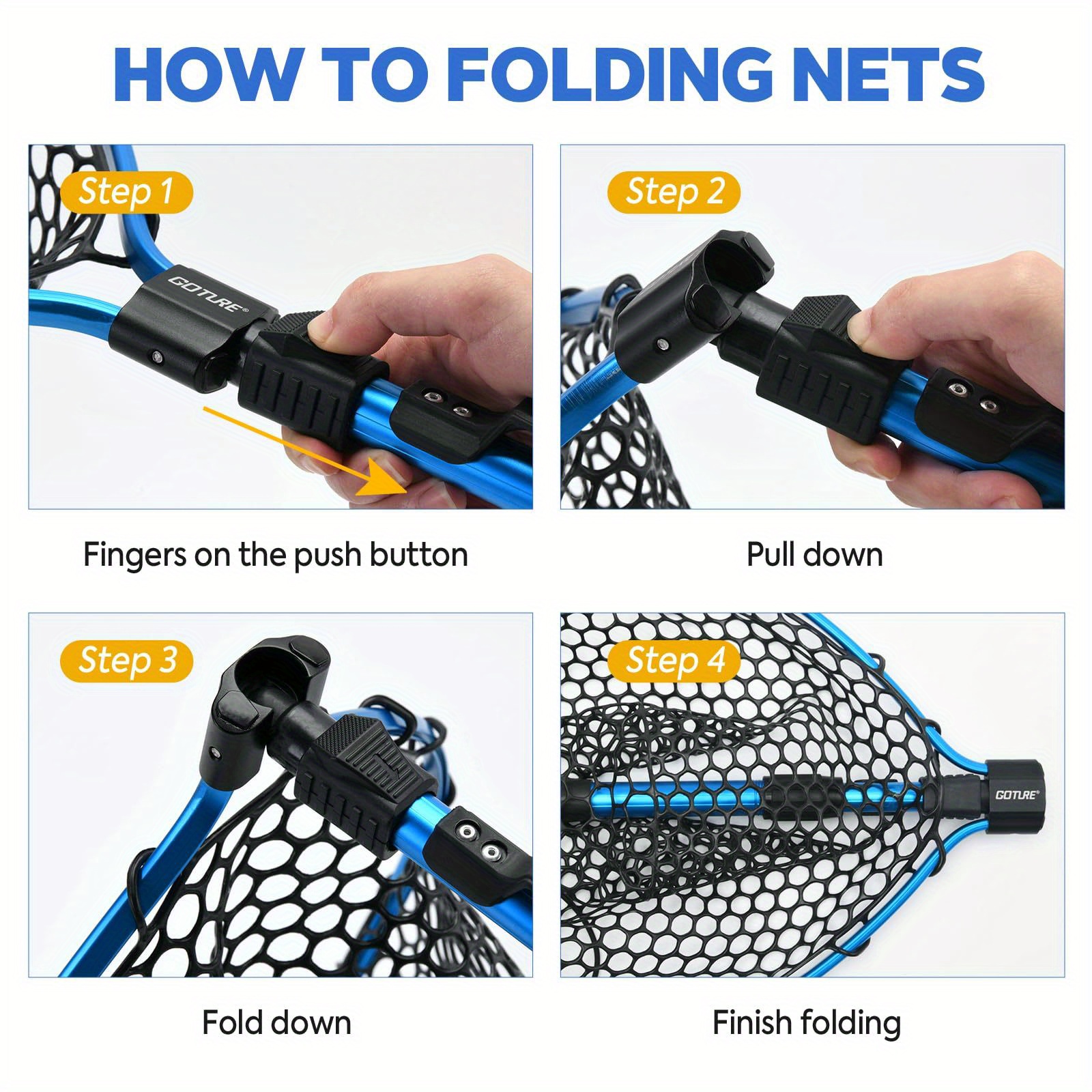 Fishing Net Collapsible Telescopic Pole Blue Rubber - Temu Australia