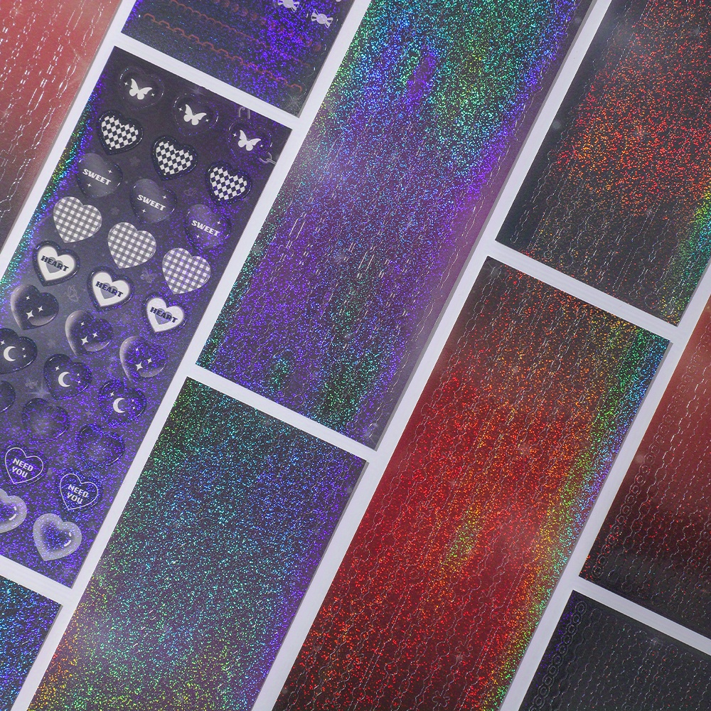 Cute Flashing Film Stickers Decorative Gradient Laser Diy - Temu