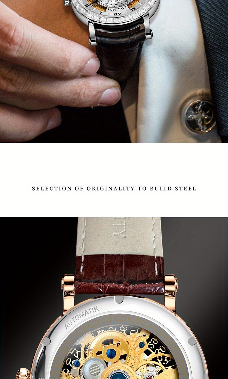 Mens Watch Double Sided Hollow Automatic Mechanical Watch Waterproof ...