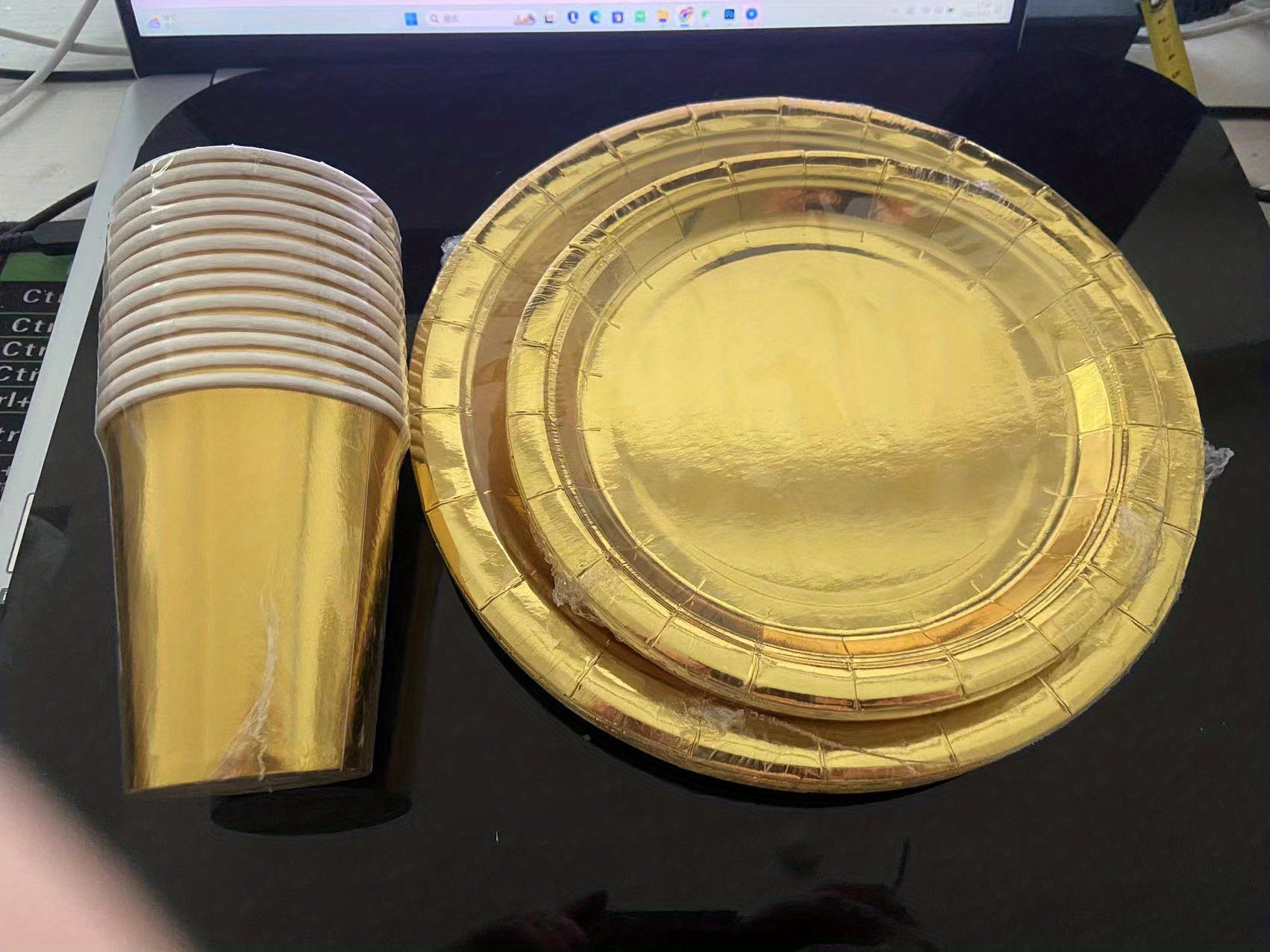 Solid Golden Birthday Party Supplies Gold Paper Plates - Temu