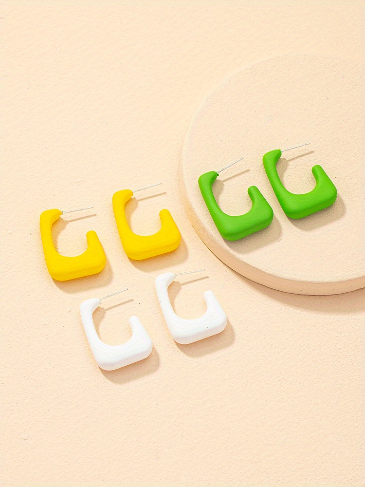 geometric shape hoop earrings set retro - Temu Australia