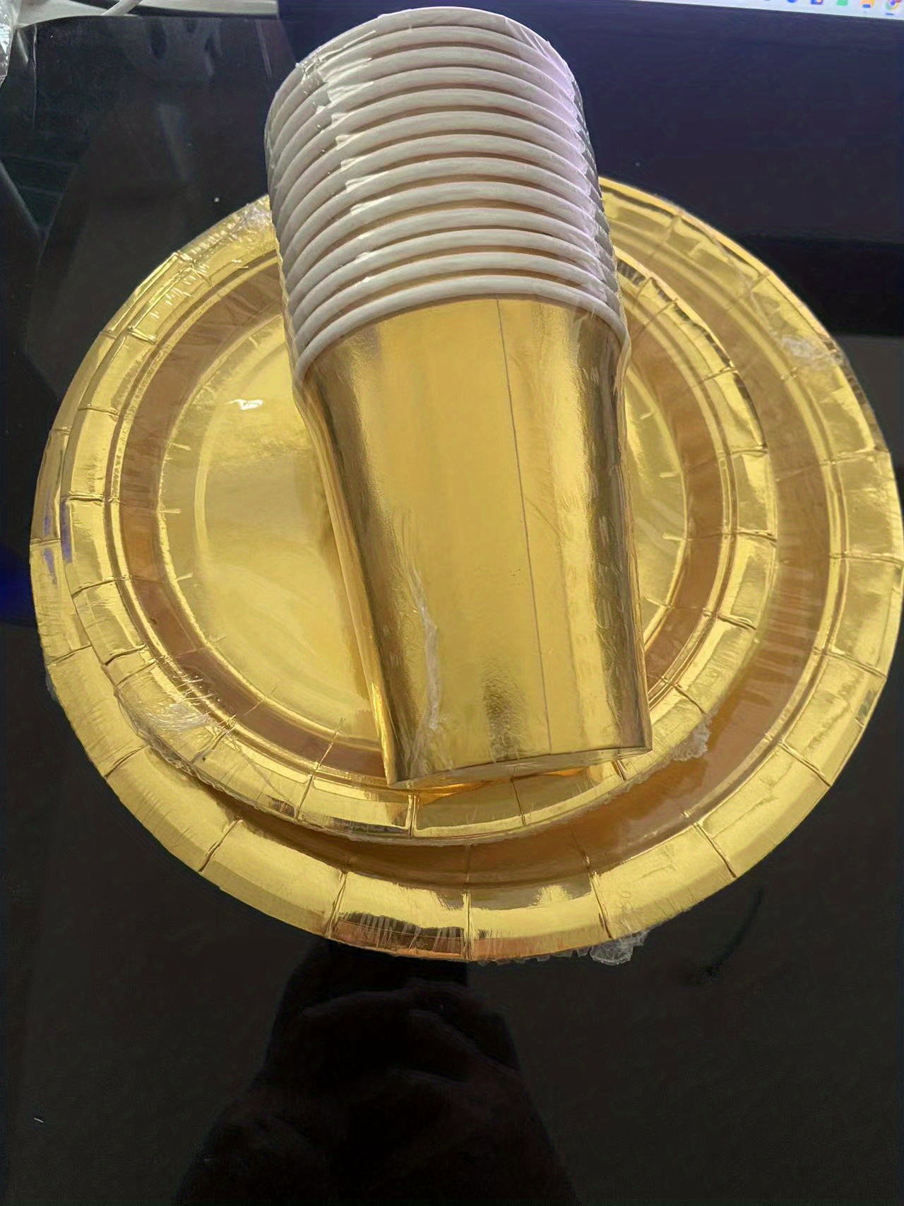 Solid Golden Birthday Party Supplies Gold Paper Plates - Temu