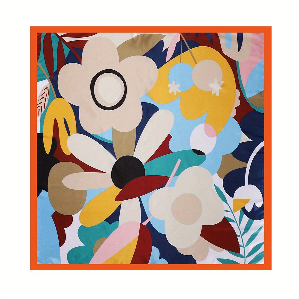 bandana square head scarf silk like floral head - Temu Canada