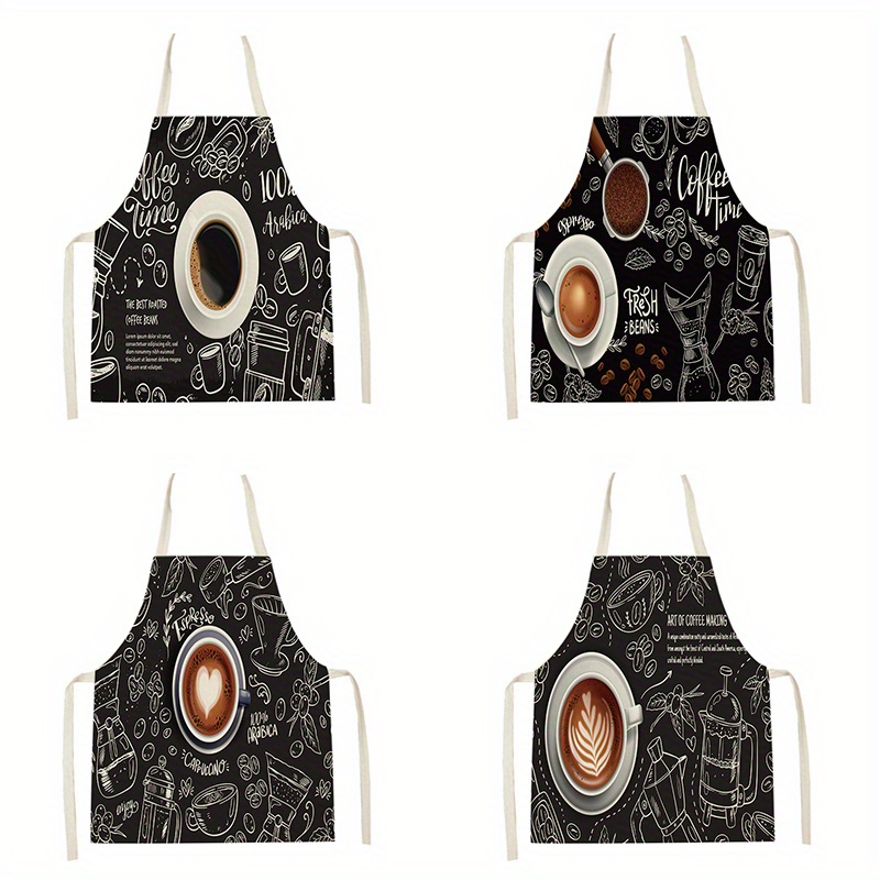 linen apron solid color apron coffee printed kitchen aprons - {region_name}