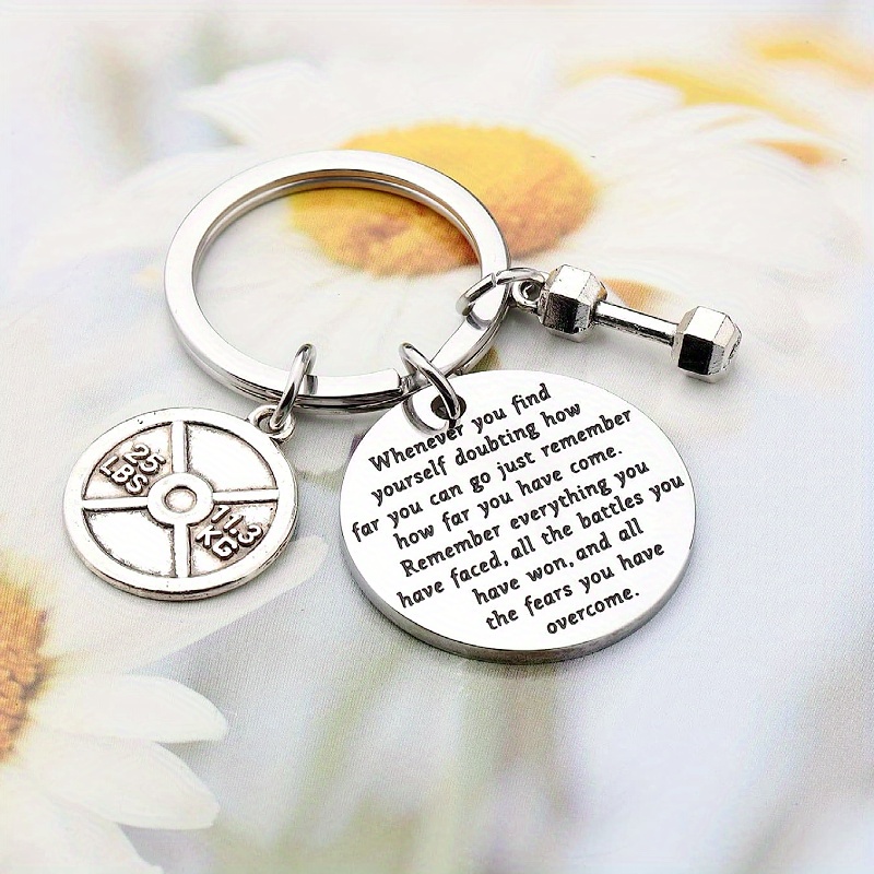 1pc fitness keychain weightlifting sports chain inspirational dumbbell ...