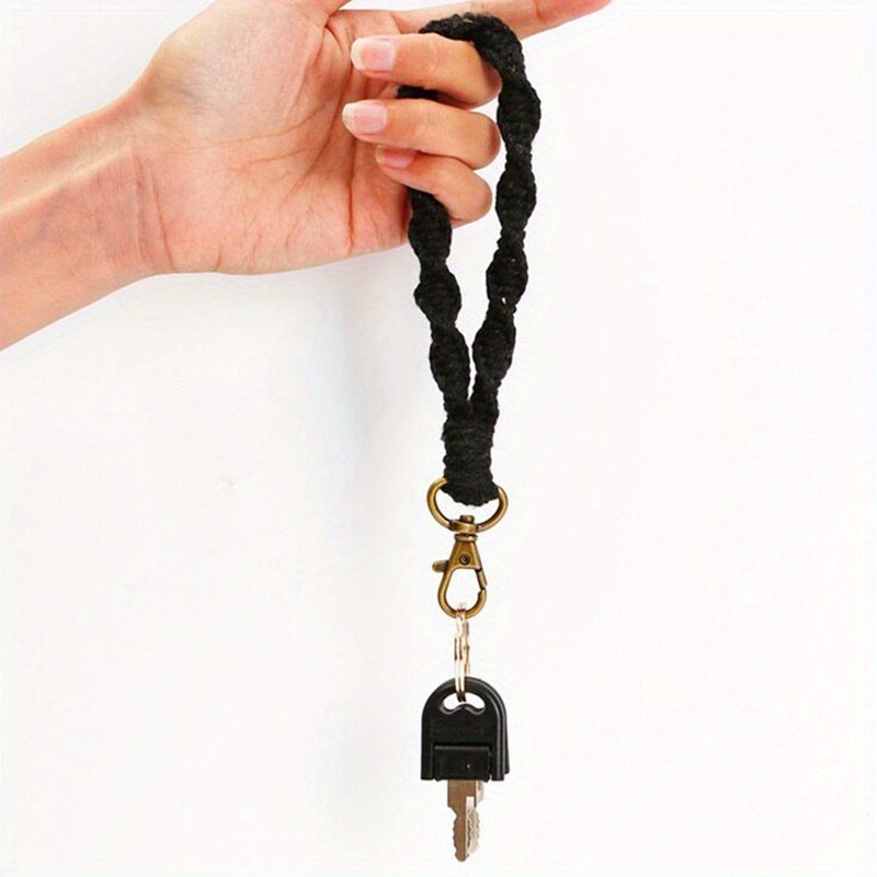 Macrame Keychain Soft Boho Handmade Twisted Wristlet - Temu New Zealand