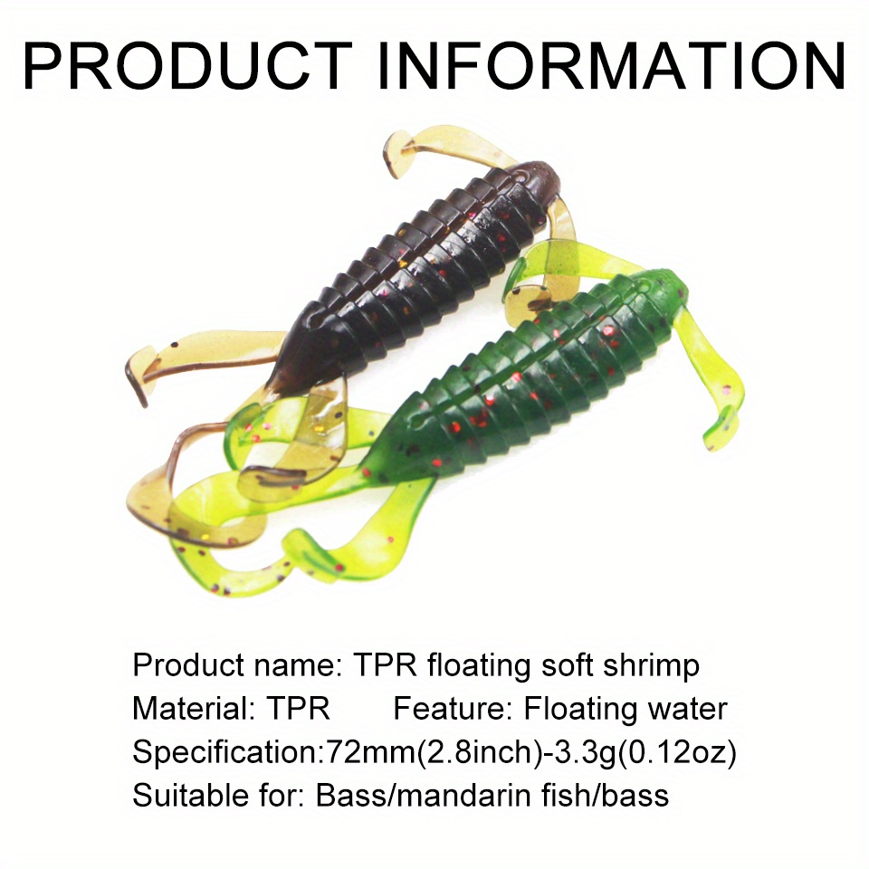 Floating Water Tpr Soft Shrimp Double T Tail Fishing Bait, - Temu ...