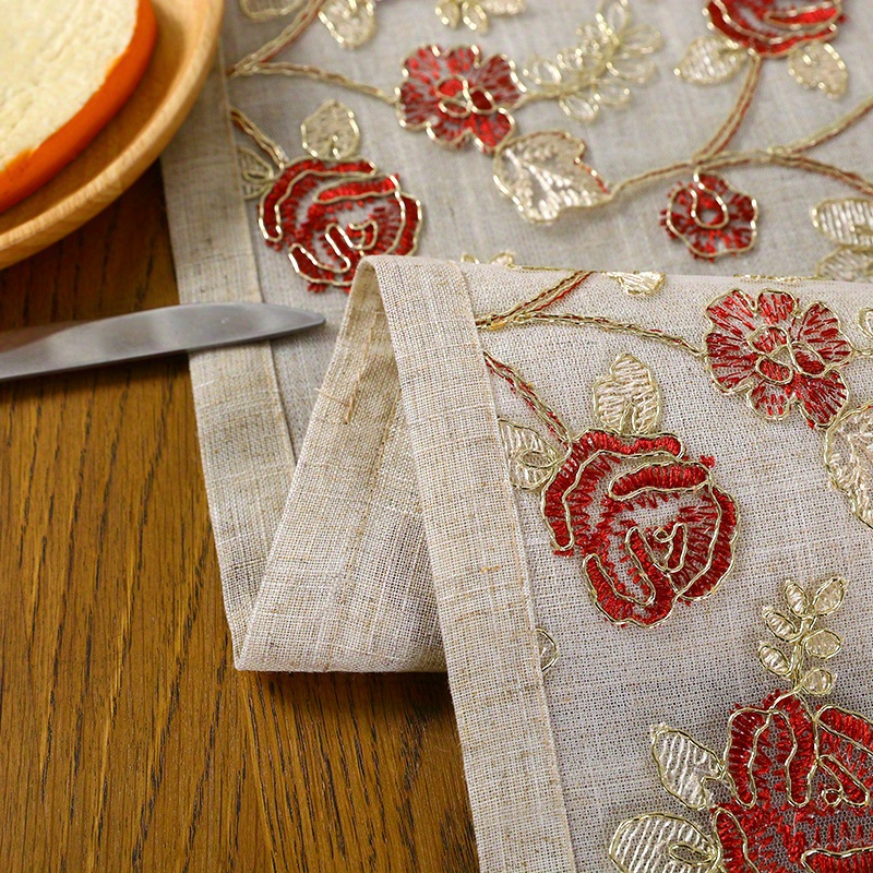 Table Runner Linen Double Embroidered Table Runner Home Tea - Temu ...