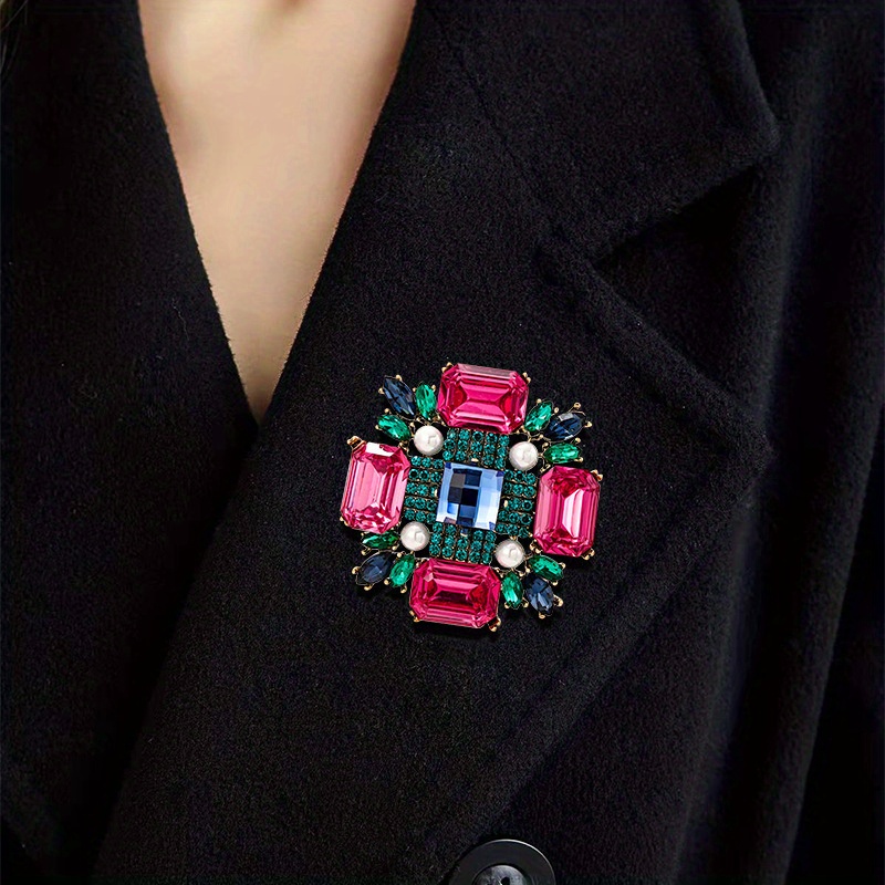 crystal brooch court style badge pin coat jacket - Temu Australia