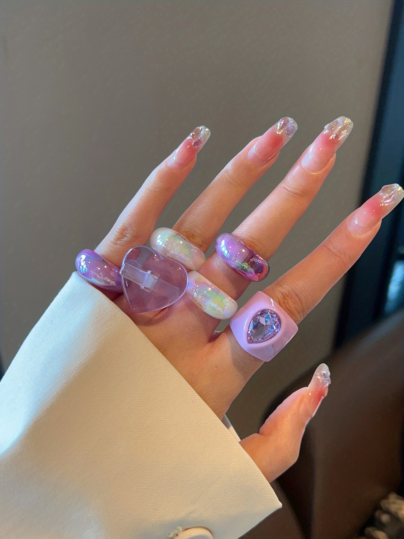 Y2k Style Stacking Rings Chunky Dainty Purple - Temu Australia