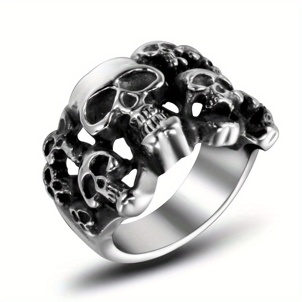 Men's Punk Quirky Skull Stainless Steel Ring Vintage Hip Hop - Temu ...