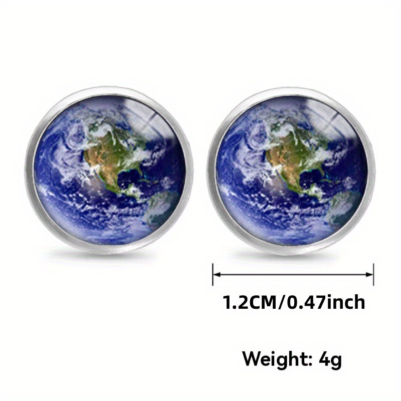 Men's Earth Stainless Steel Round Stud Earrings Jewelry - Temu United ...