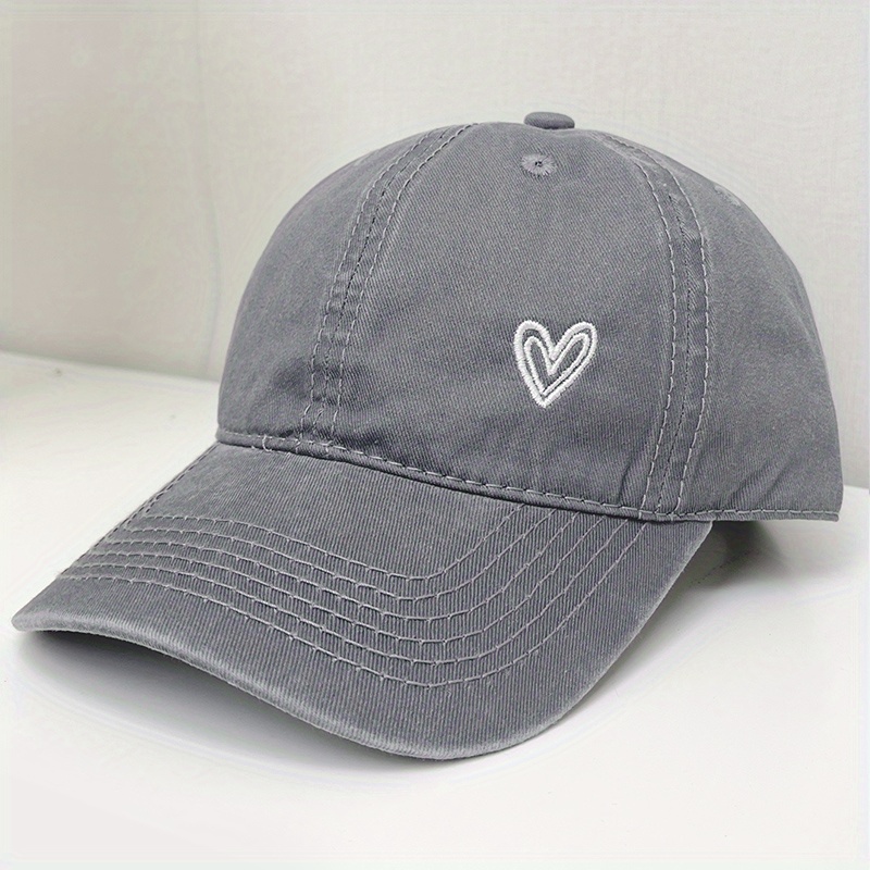 Heart Embroidery Vintage Baseball Cap Solid Color Washed - Temu Australia