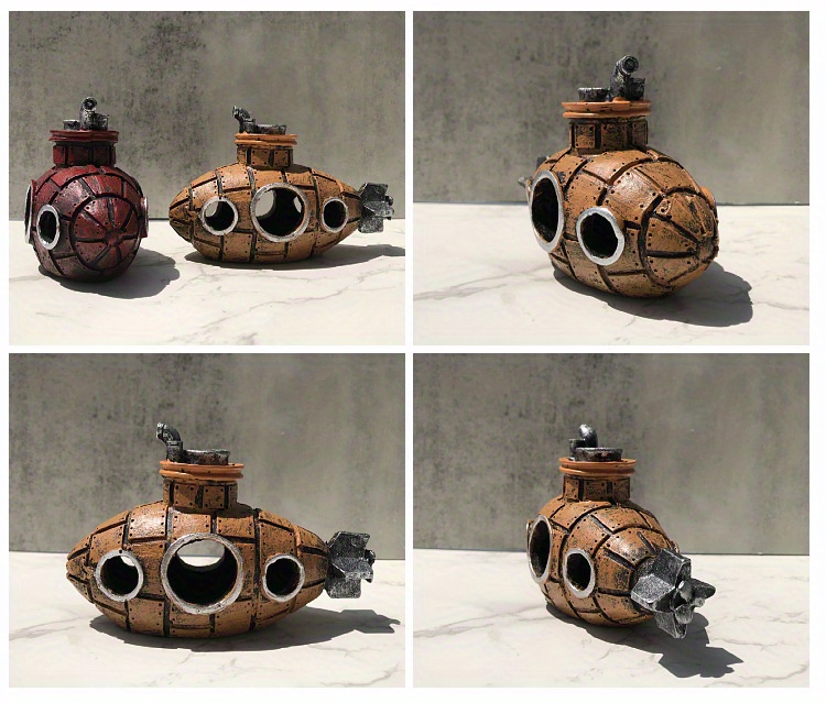 Aquarium Decor Submarine Diver Ornament Fish Tank Hideout Submersible ...