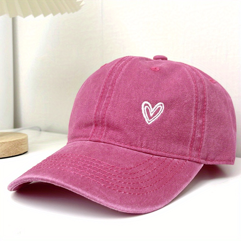 Heart Embroidery Vintage Baseball Cap Solid Color Washed - Temu Netherlands