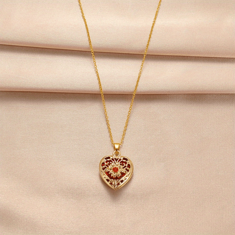 Delicate Fashion Heart Necklace Heart Crystal Elegant Party - Temu ...