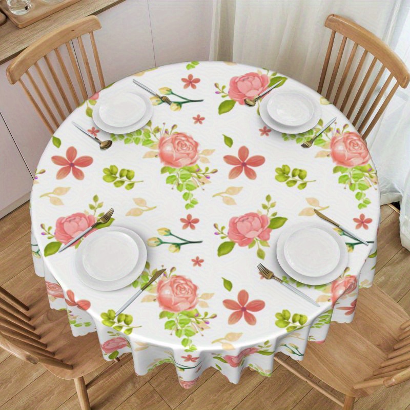 Floral Pattern Tablecloth Hipster Print Round - Temu