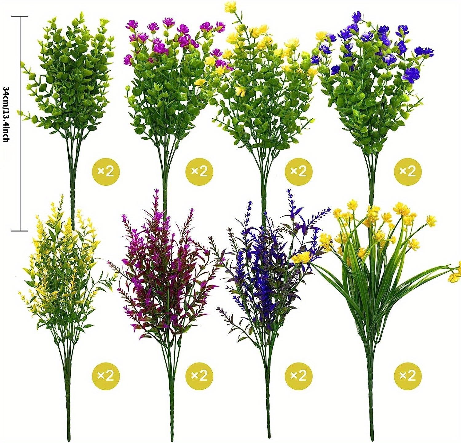 16 Bundles Outdoor Artificial Flowers Flowers For Home Decoration Uv ...