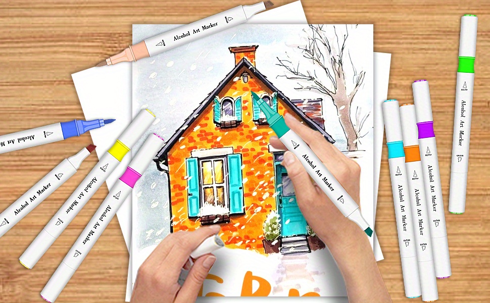 40 color Alcohol Marker Art Marker Set Dual head Pen Tip - Temu United ...