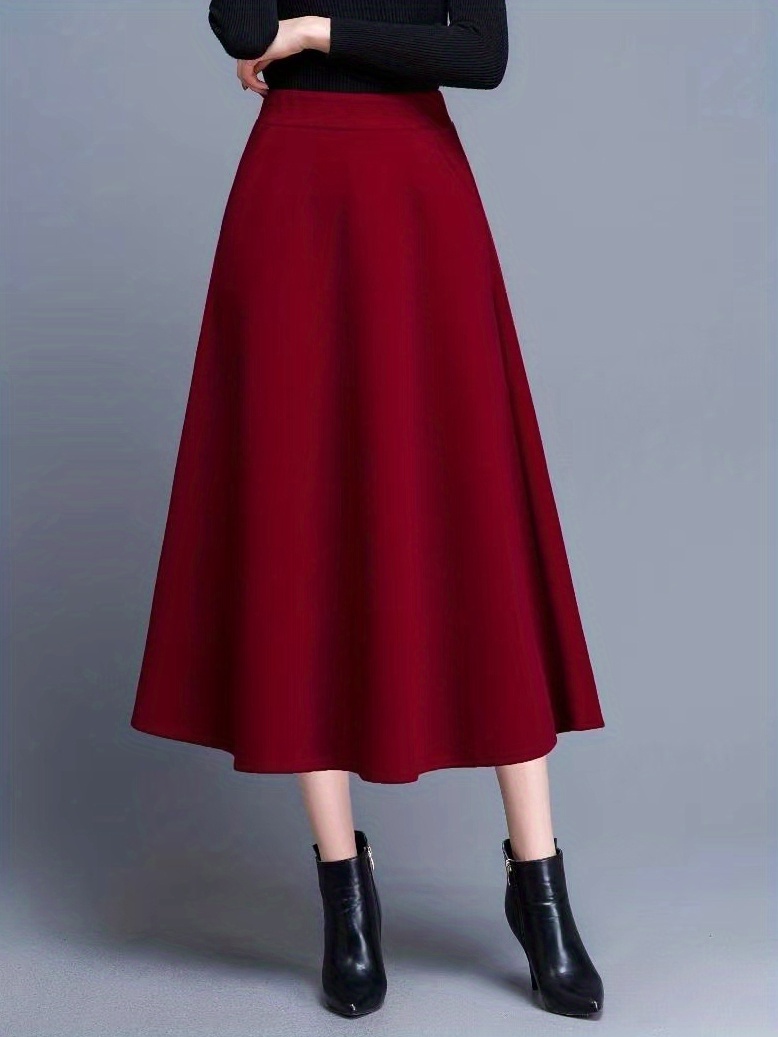 Solid High Waist Swing Skirt Elegant Midi Skirt - Temu Australia