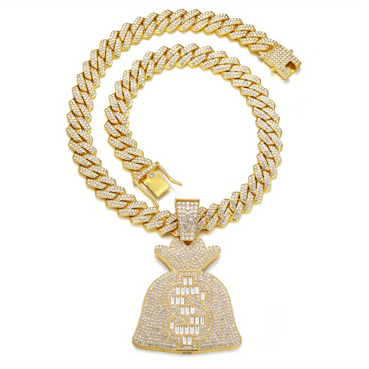 men's iced dollar pendant cuban chain necklace - Temu