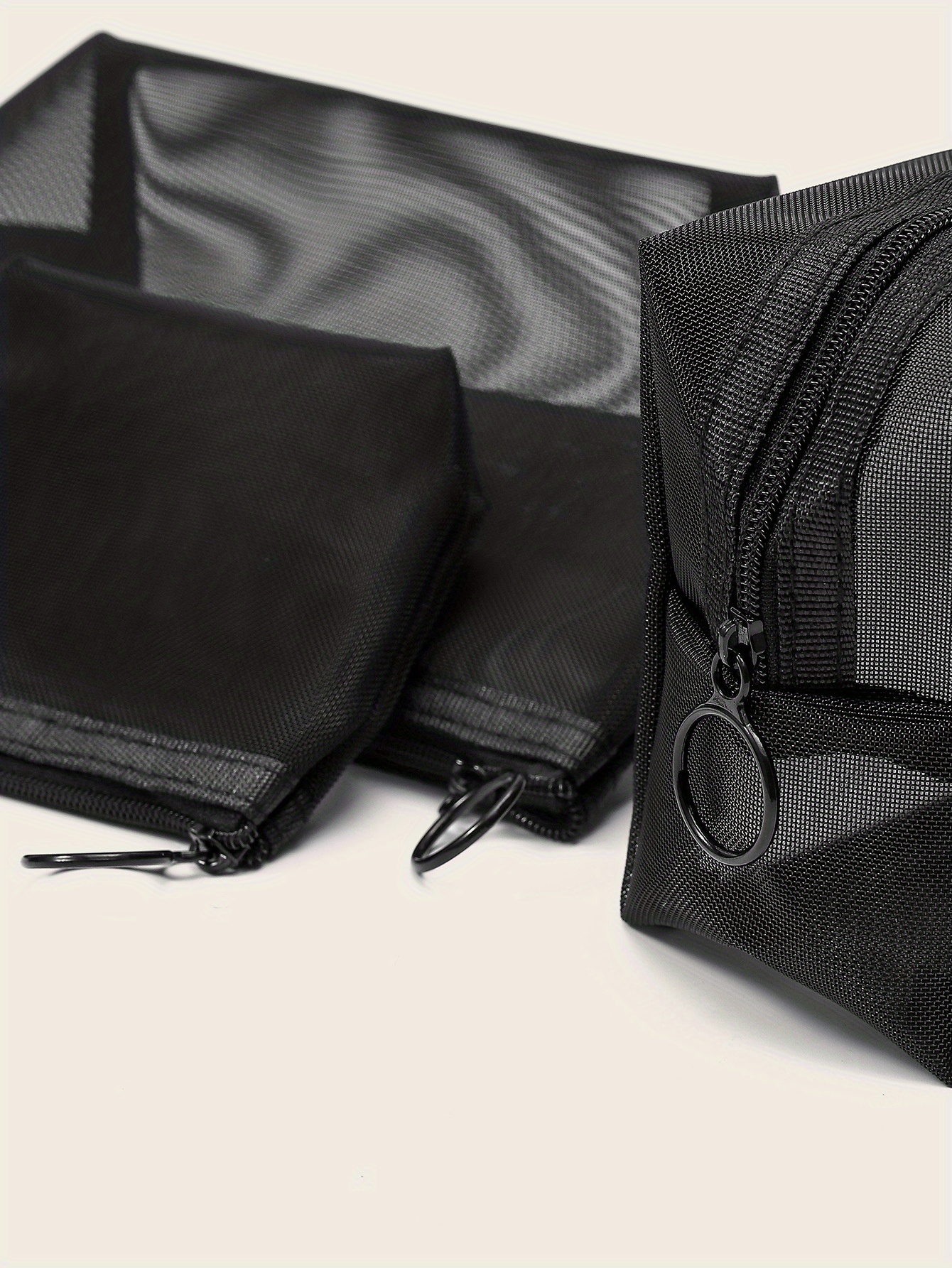 Black Mesh Makeup Bag Cosmetic Zipper Pouch Cosmetics - Temu Australia