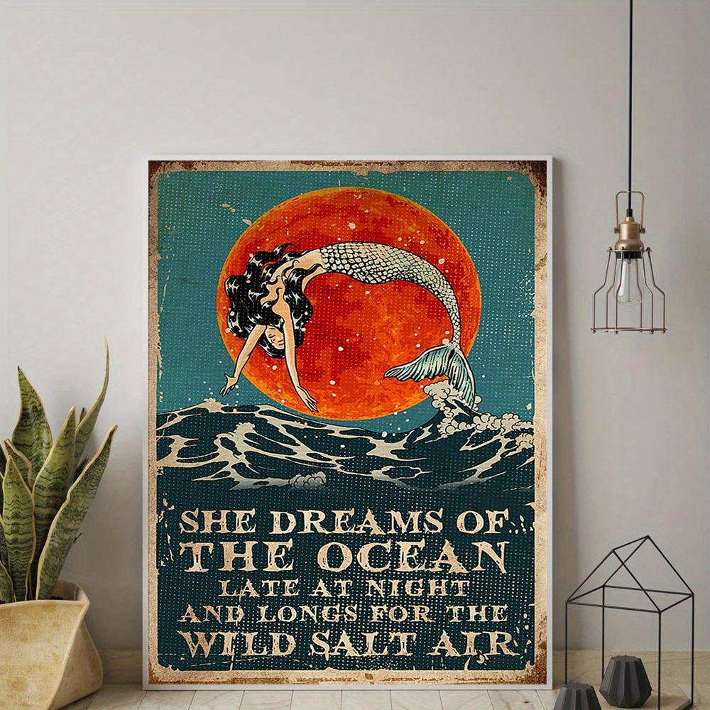 Mermaid Picture Canvas Print Mermaid Poster Dreams Ocean - Temu United ...