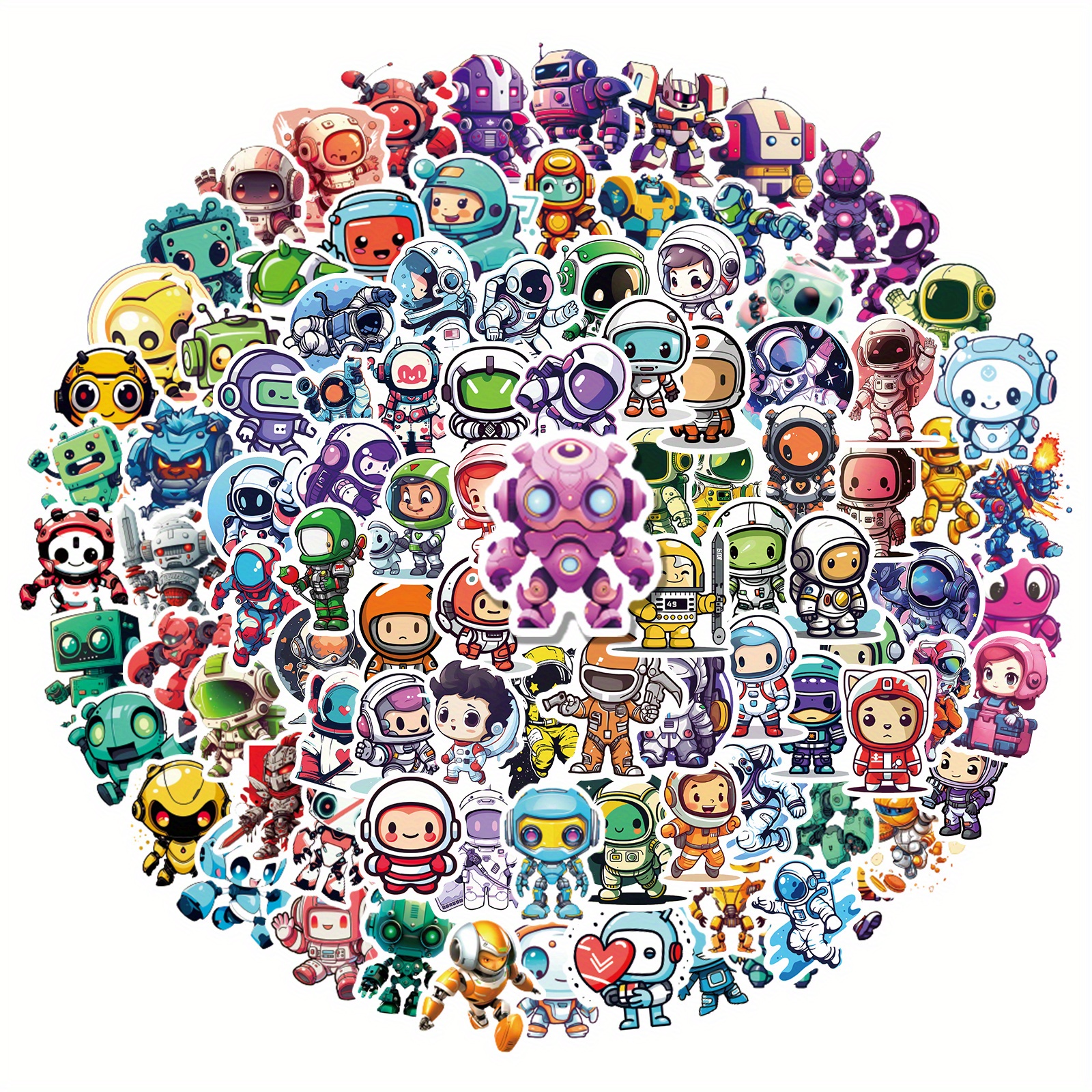 Cartoon Robot Astronaut Stickers Pack Colorful Robots - Temu Norway