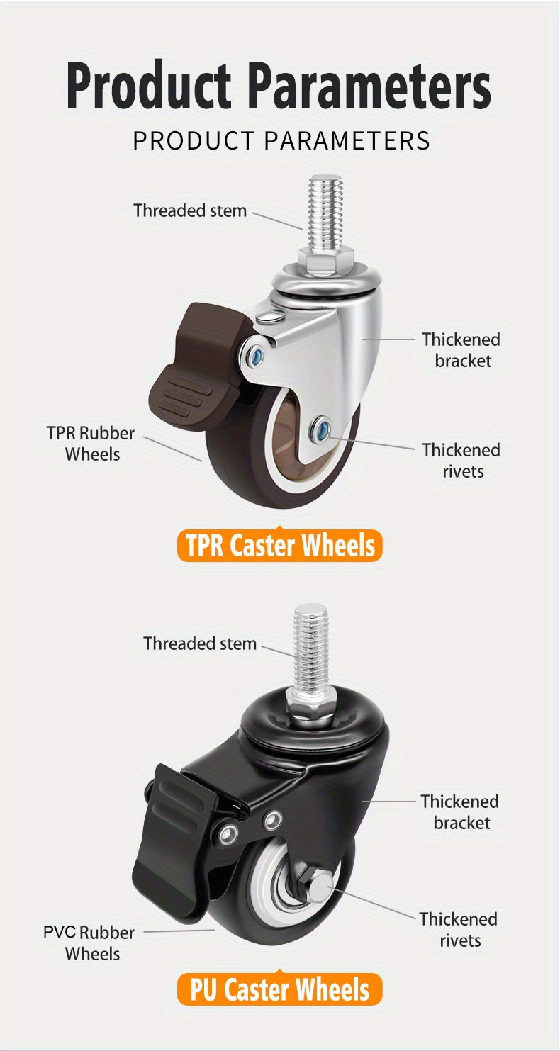 Small Caster Wheels Furniture Threaded Stem Castors Rolling - Temu ...
