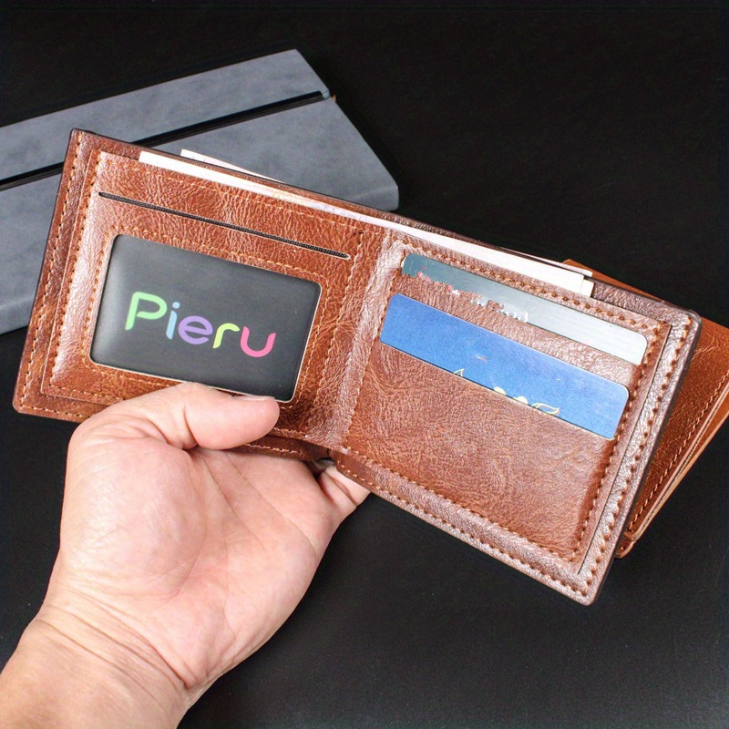 1pc Mens Wallet Long Retro Business Wallet Leather Ticket Holder Card ...