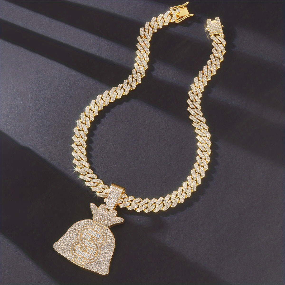 men's iced dollar pendant cuban chain necklace - Temu