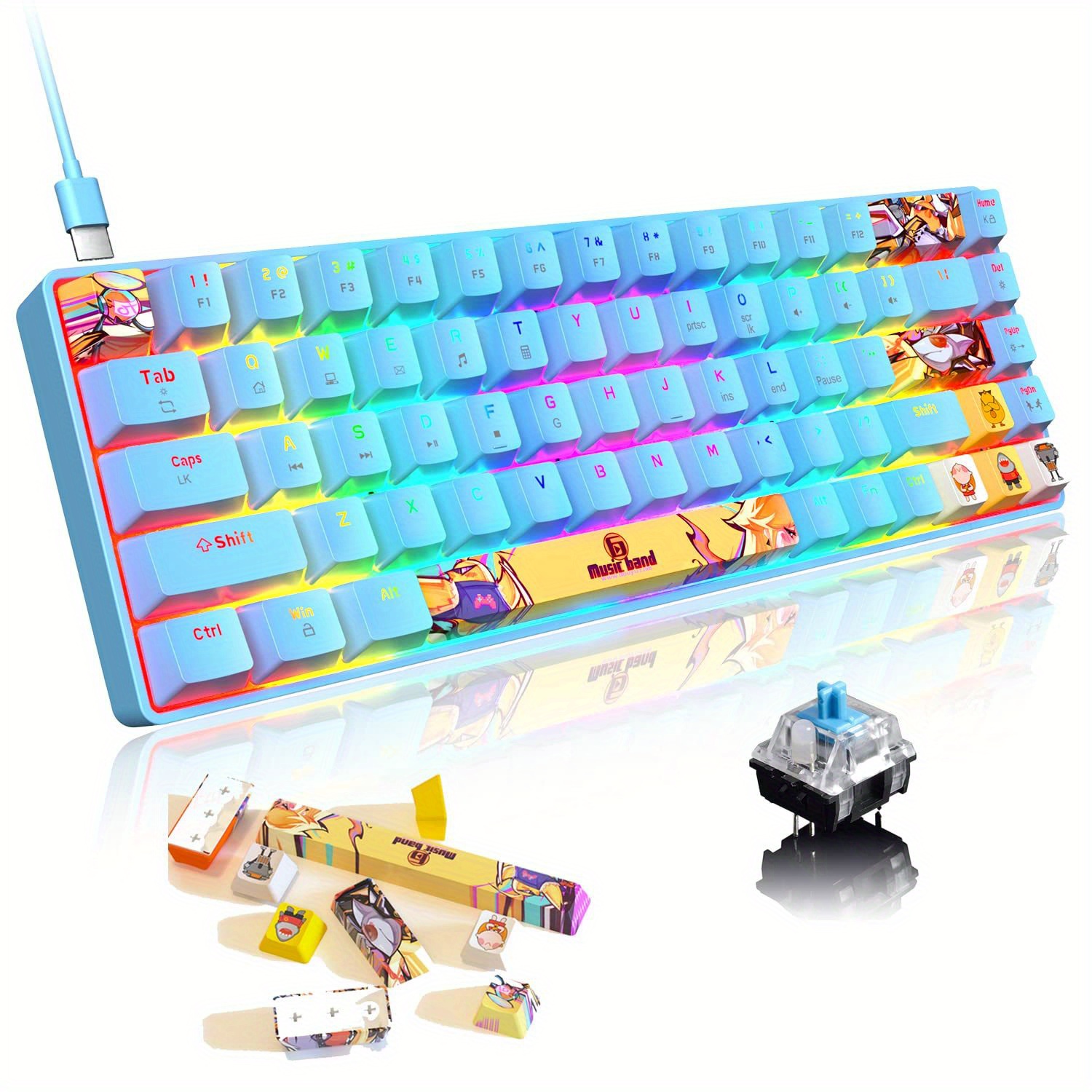 portable 60% mechanical gaming keyboard 18 chroma rgb - Temu Australia