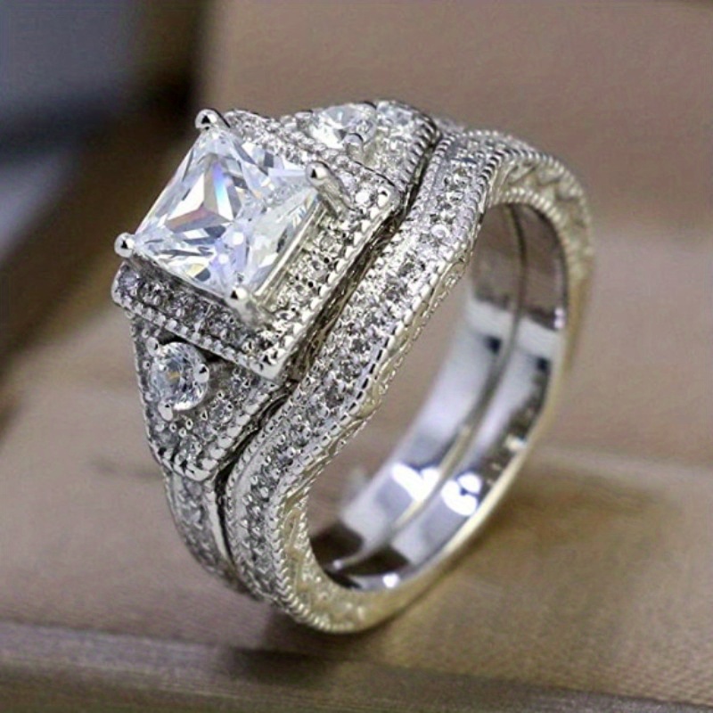 Elegant Stacking Rings Inlaid Rhinestone Elegant White Evil - Temu ...