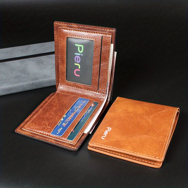 1pc Mens Wallet Long Retro Business Wallet Leather Ticket Holder Card ...