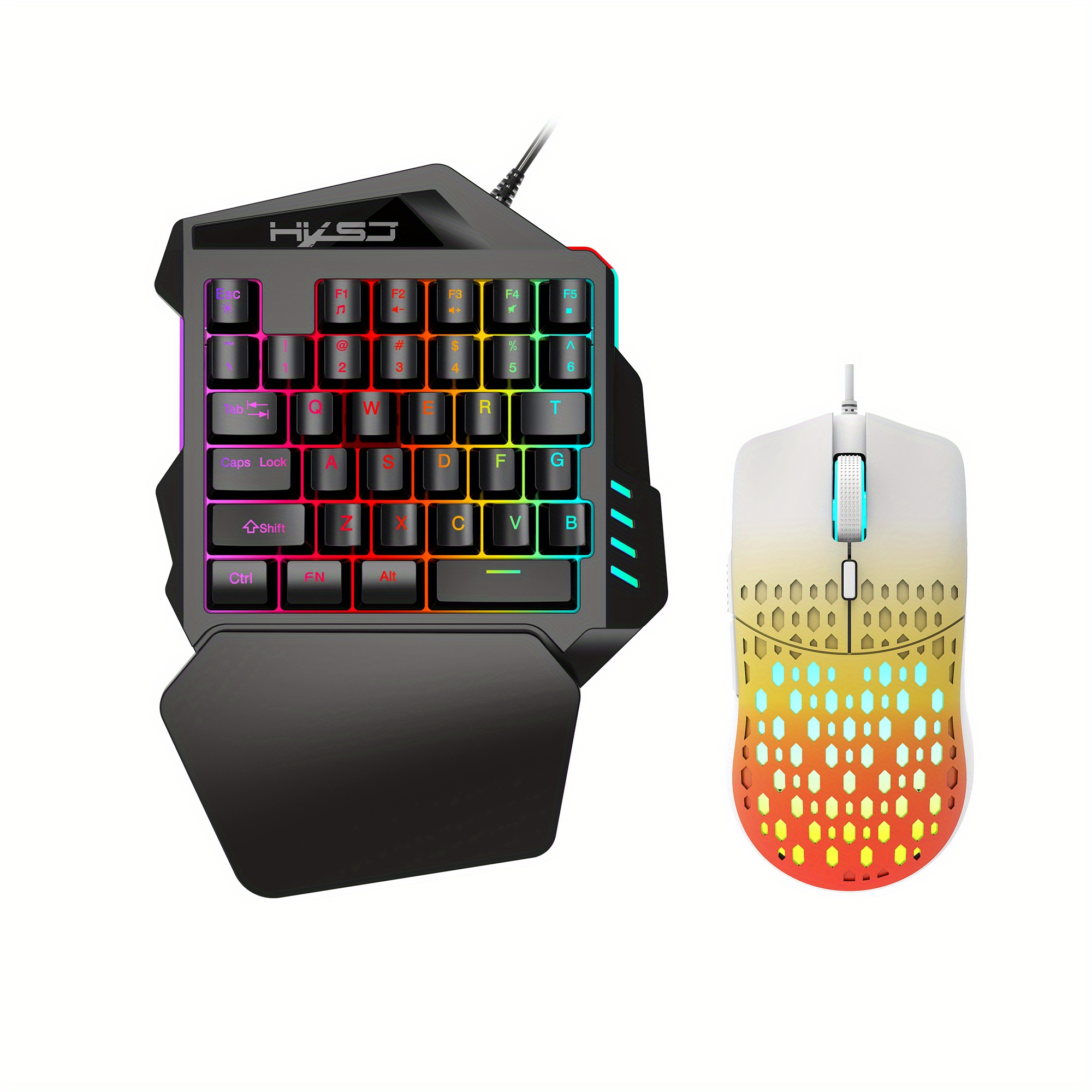 35 Keys Wired One handed Keyboard Colorful Hole Mouse One - Temu