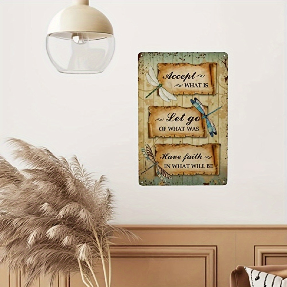 Dragonfly Metal Tin Sign Accept Let Go Faith In Poster - Temu United ...