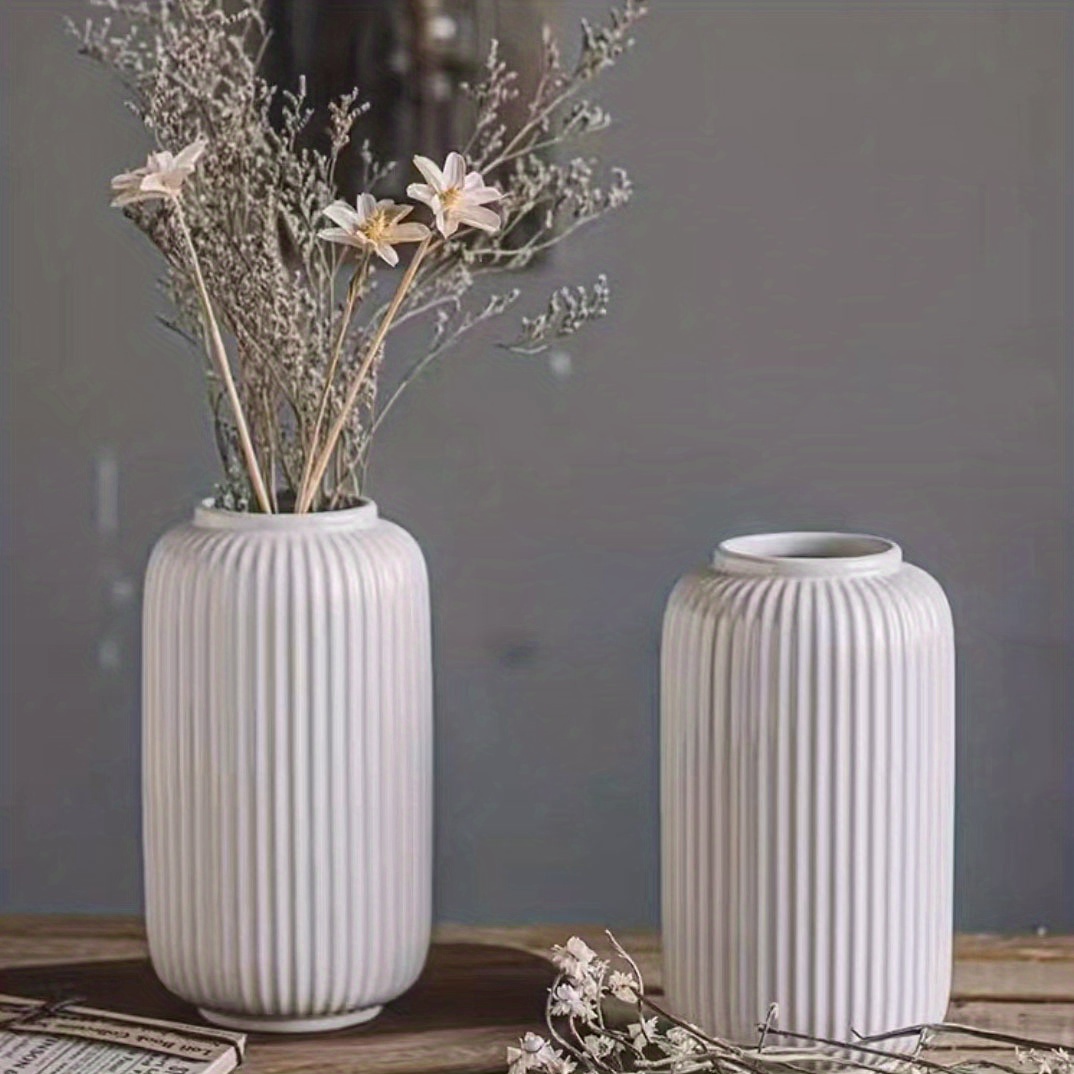 Striped Minimalist Ceramic Vase Flower Vase - Temu