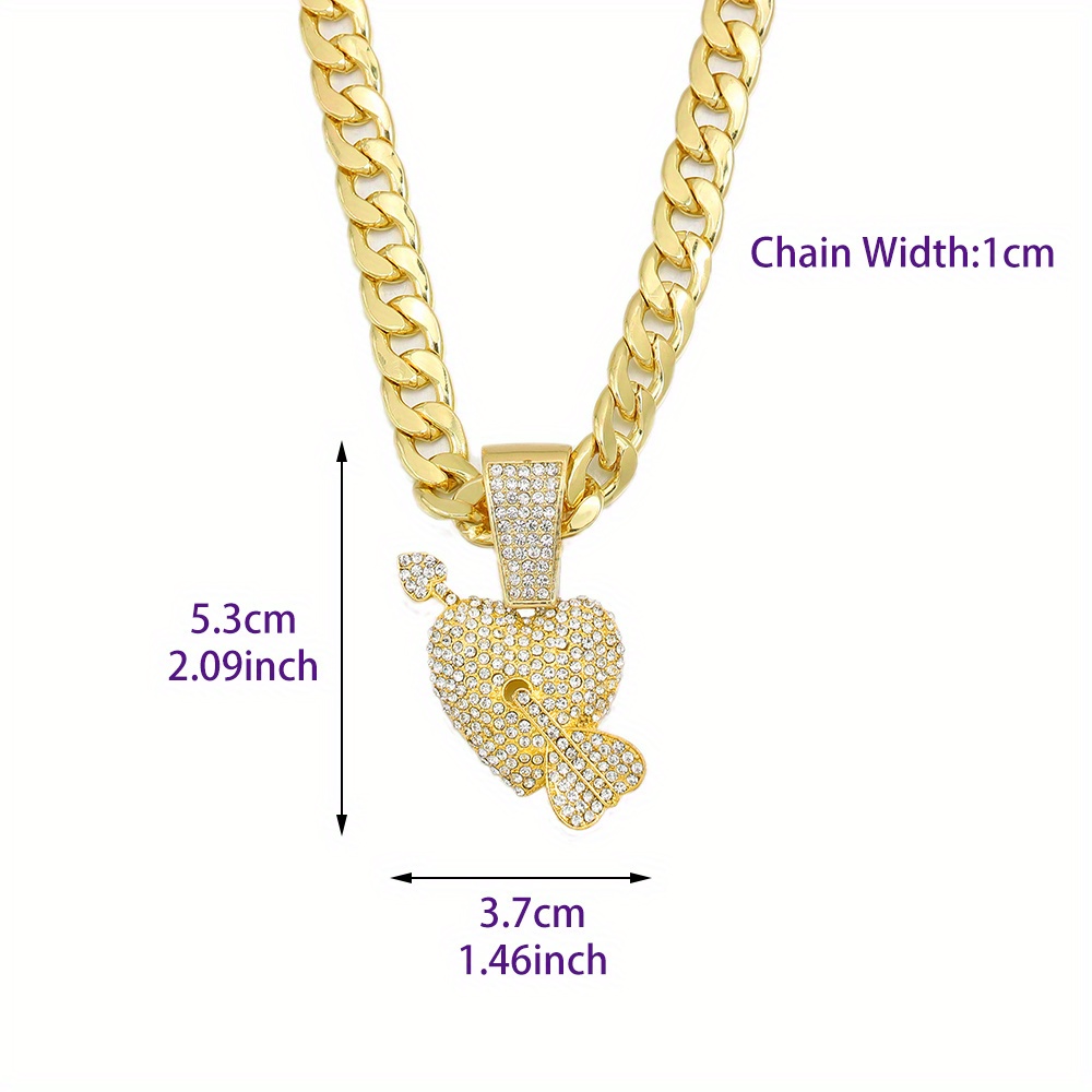 iced cupid wear heart pendant cuban chain necklace shiny - Temu New Zealand