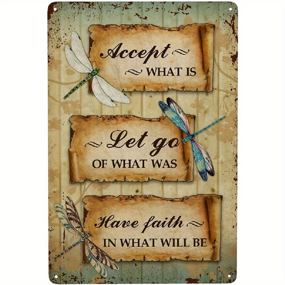 Dragonfly Metal Tin Sign Accept Let Go Faith In Poster - Temu United ...