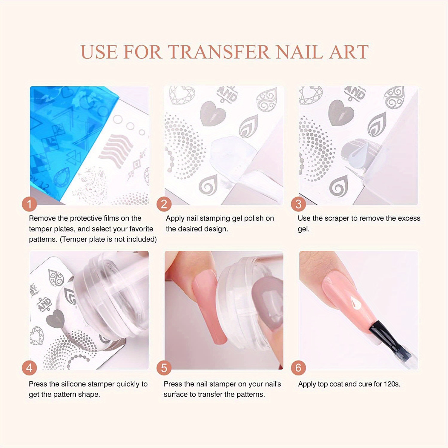 French Tip Nail Stamp Kit Clear Silicone Stamper Long Short - Temu New ...