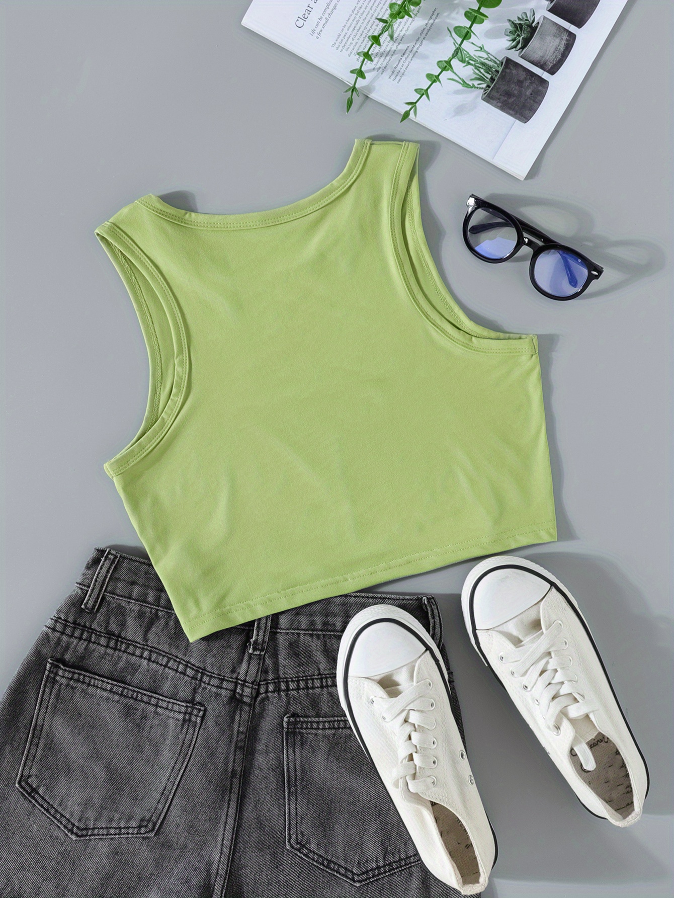 Solid Crew Neck Tank Top Sexy Sleeveless Tank Top Summer - Temu Canada