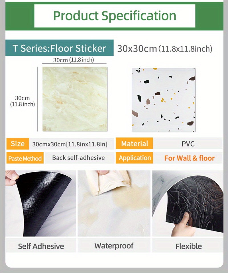 Pvc Marble Floor Stickers Self Wall - Temu