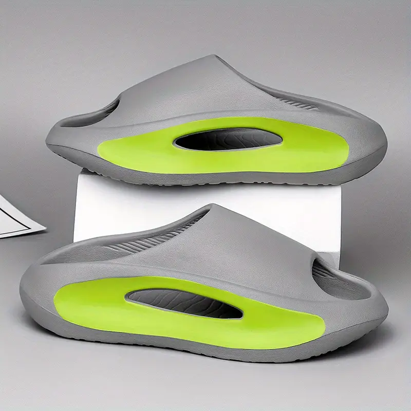 Mens Color Block Slides Casual Lightweight Non Slip Slippers Open Toe