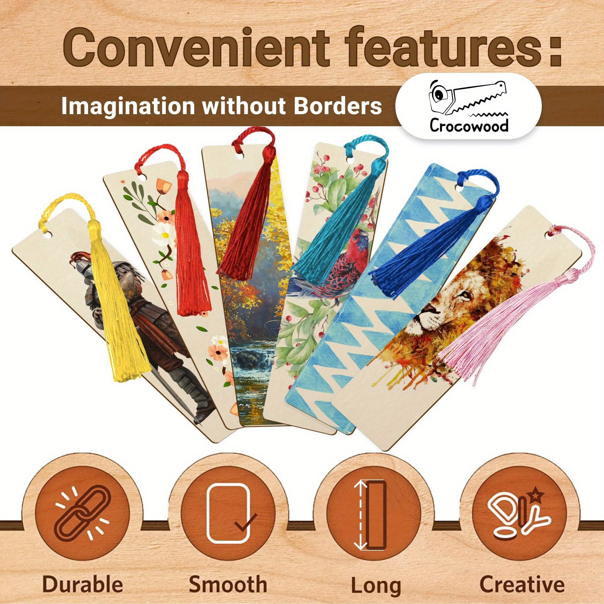 wood bookmark colorful tassels wooden bookmarks ornament - Temu Canada