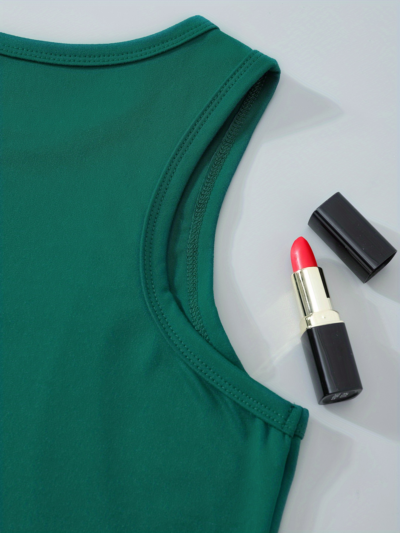 Solid Crew Neck Tank Top Sexy Sleeveless Tank - Temu Canada