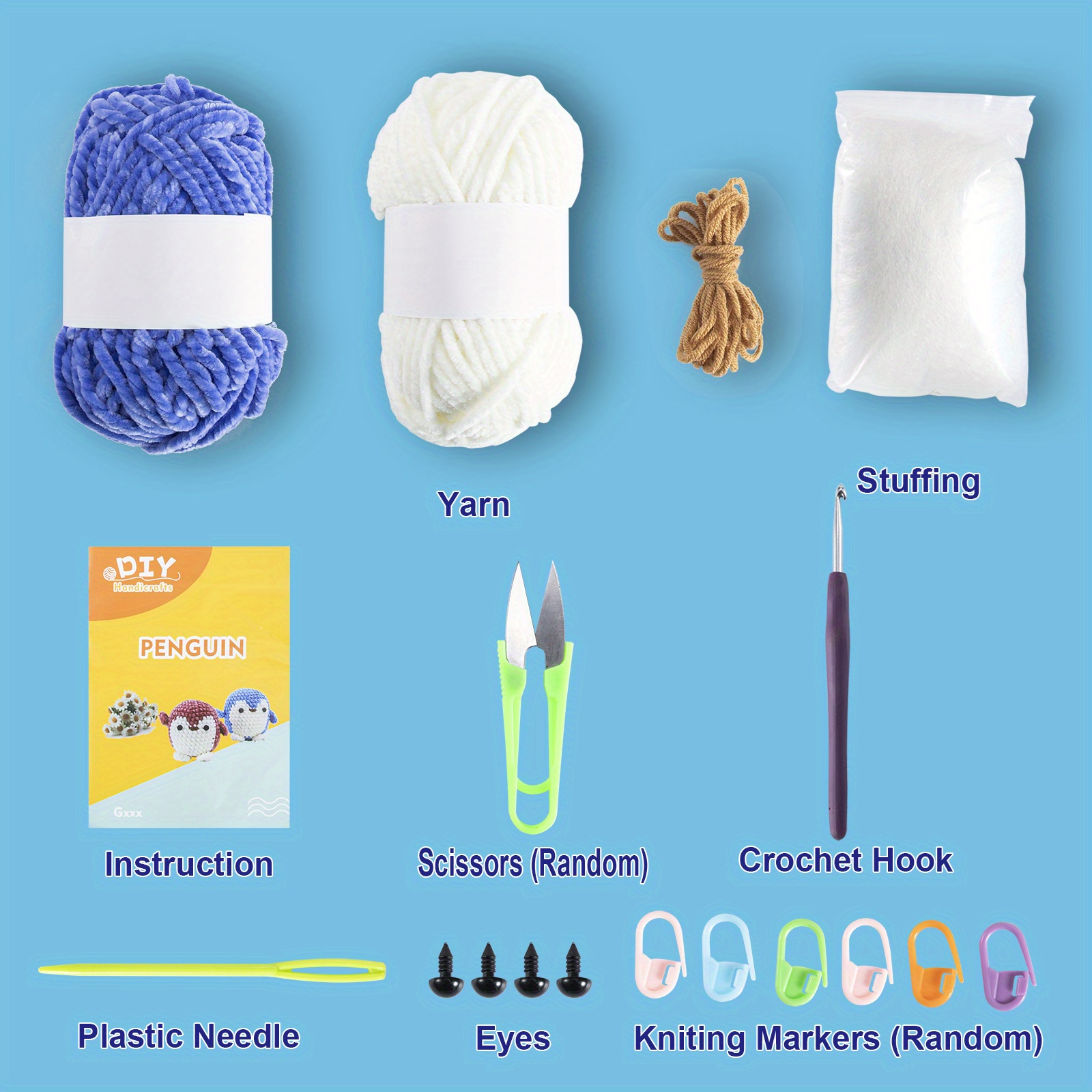 Crochet Kit Material Pack Cute Penguin Beginners - Temu Australia