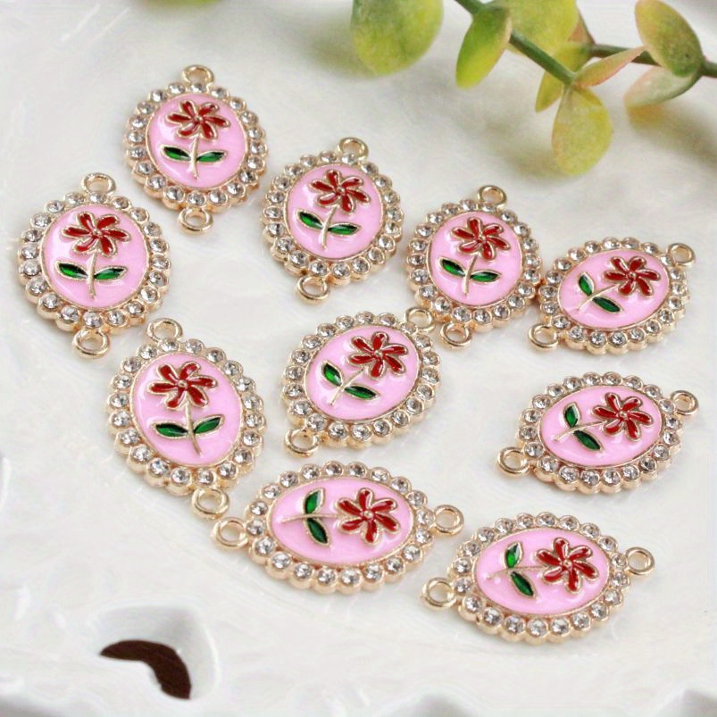 2 Colors Flower Frame Patterns Alloy Enamel Charm Inlaid - Temu Australia